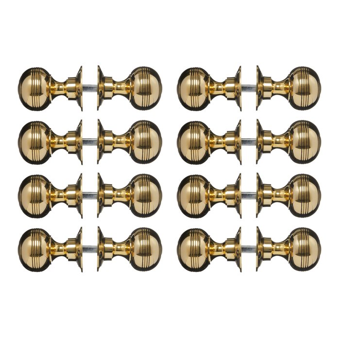 Georgian Door Knobs Brass Reeded Large (pair)