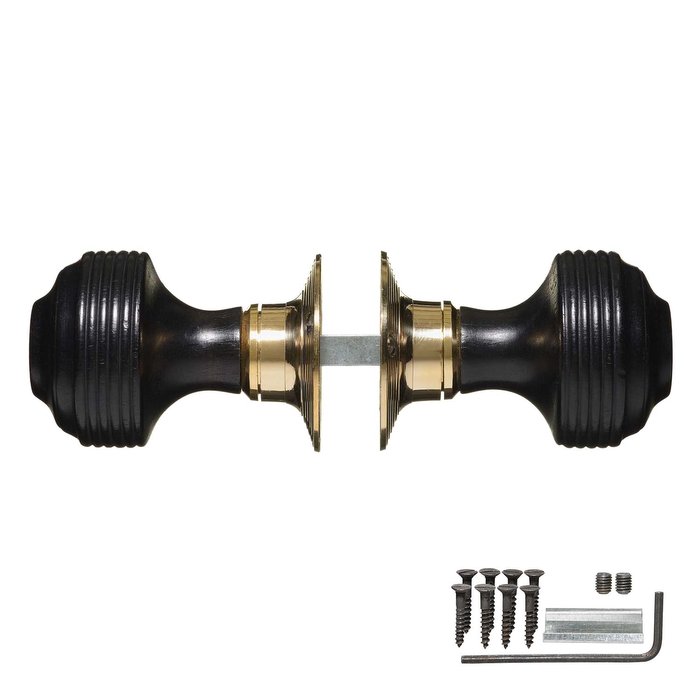 Georgian Door Knobs - Ebonised Reeded (pair)