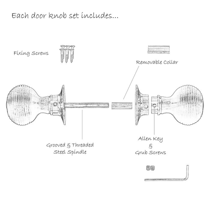 Georgian Door Knobs - Nickel Reeded (pair)