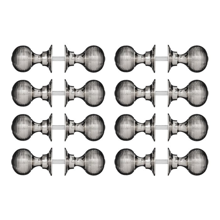 Victorian Door Knobs - Nickel Beehive - Large (pair)