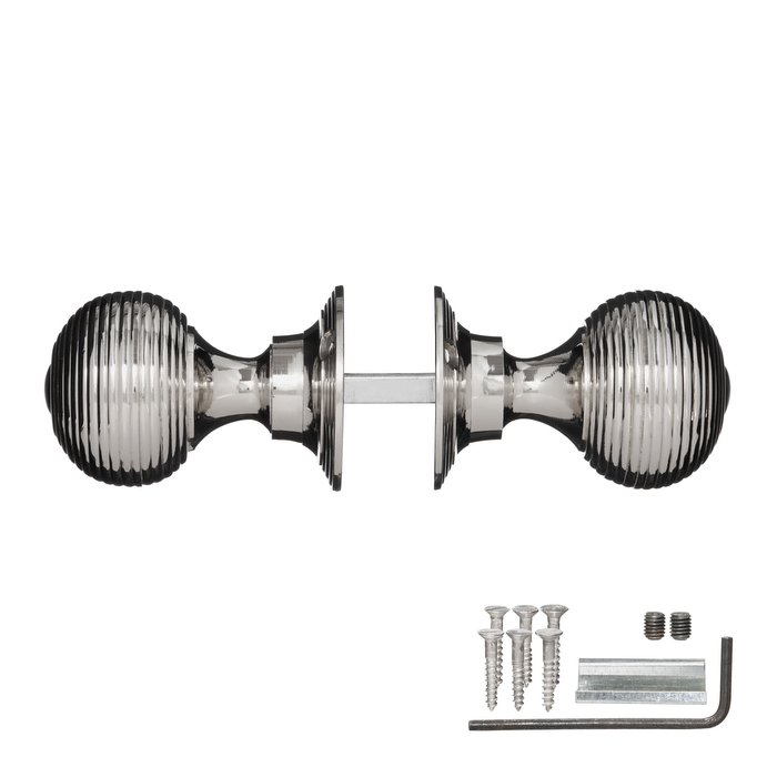 Victorian Door Knobs - Nickel Beehive - Large (pair)